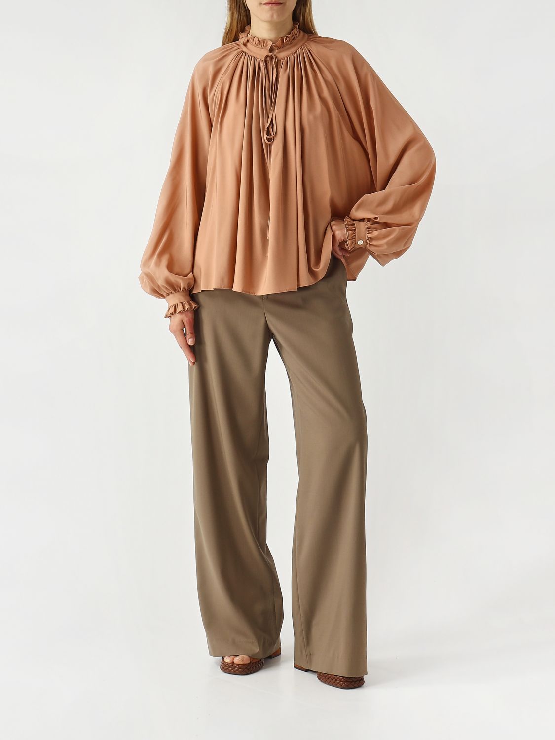 PT TORINO Pt Torino Long Sleeve Blouse with Pussy Bow Collar
